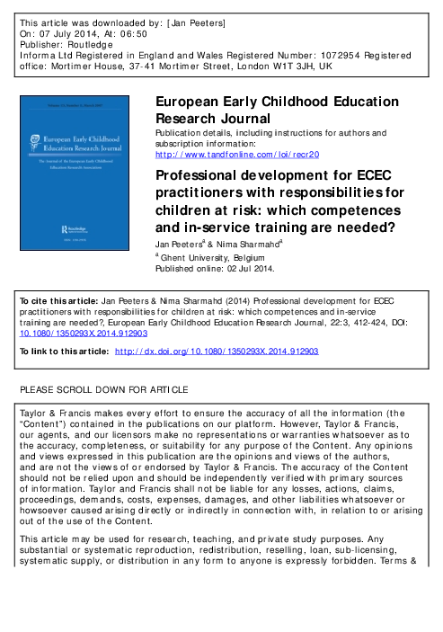 (PDF) Professional development for ECEC practitioners with ...