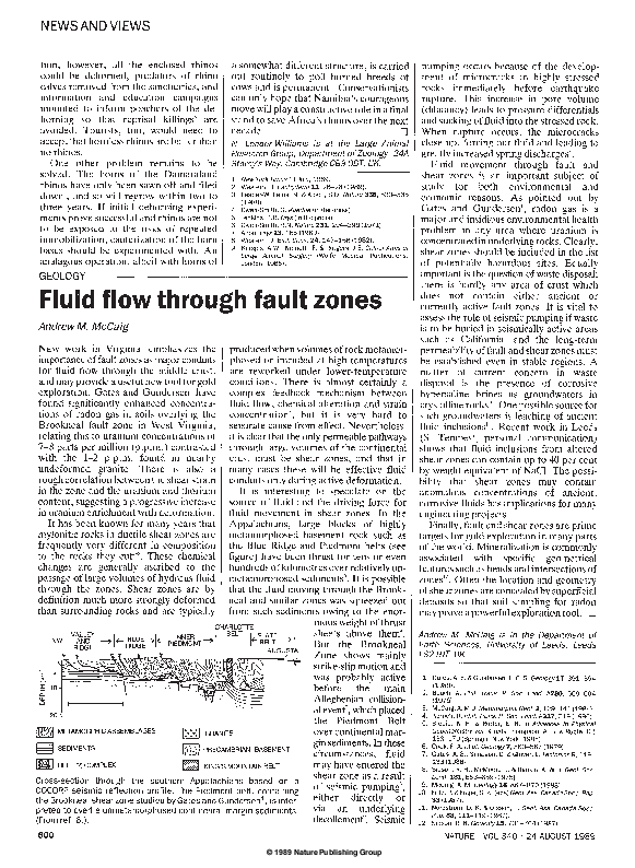 (PDF) Fluid flow through fault zones