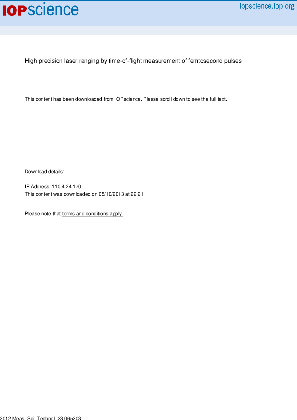 (PDF) High precision laser ranging by time-of-flight measurement of ...