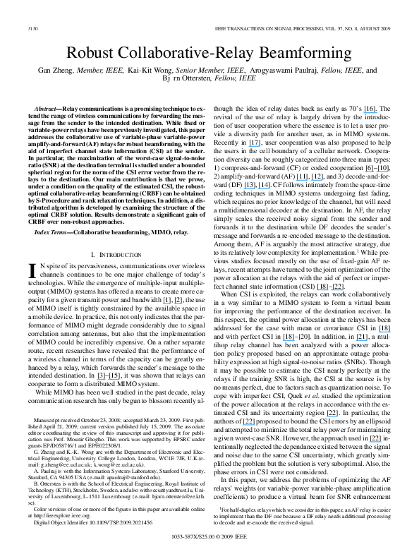 (PDF) Robust collaborative-relay beamforming