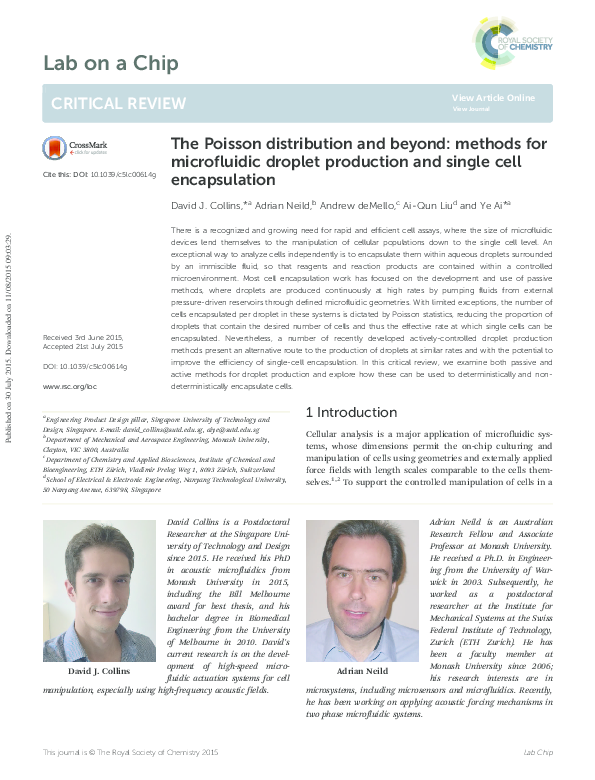 (PDF) The Poisson distribution and beyond: methods for microfluidic ... (PDF) The Poisson distribution and beyond: methods for microfluidic ...