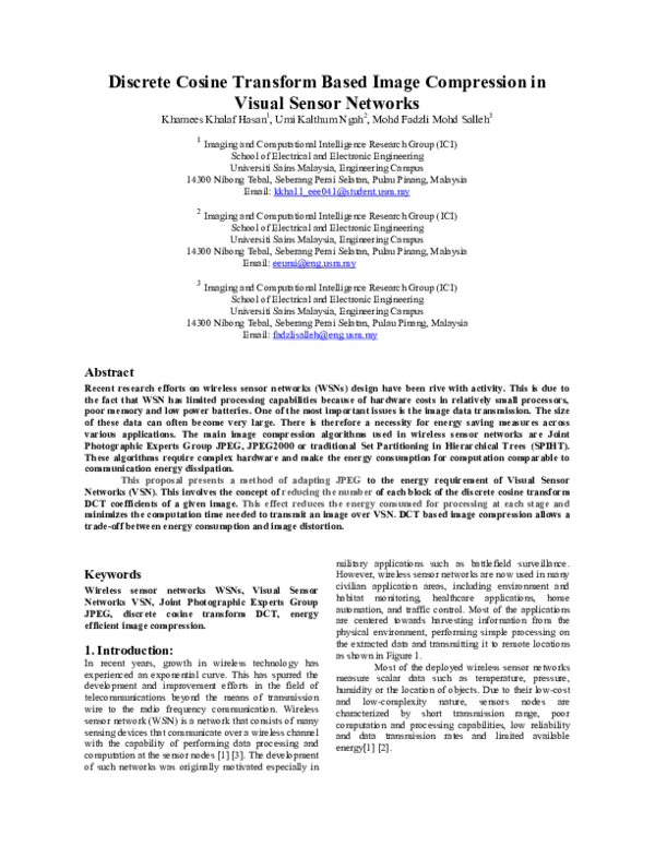 (PDF) Discrete-cosine-transform-based image compression applied to dermatology