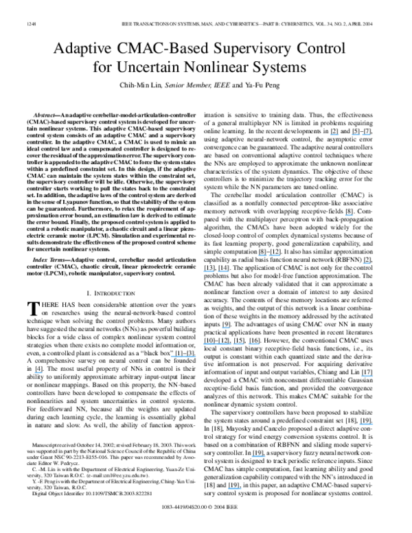 (PDF) Adaptive CMAC-based supervisory control for uncertain nonlinear ...