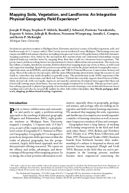 (PDF) Mapping Soils, Vegetation, and Landforms: An Integrative Physical ...