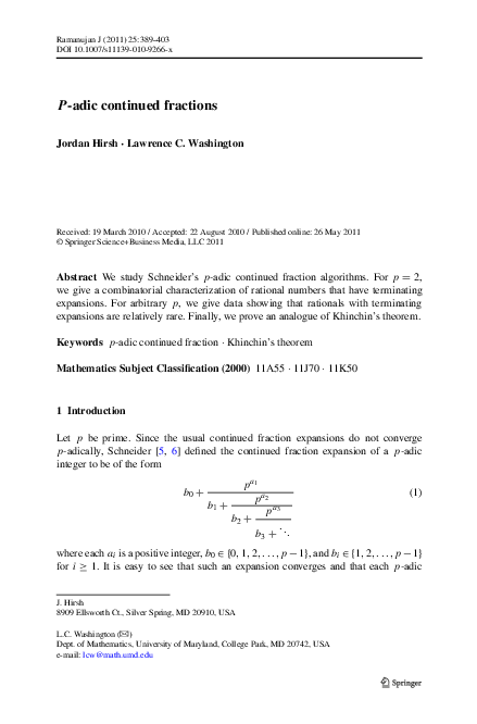 (PDF) P-adic continued fractions