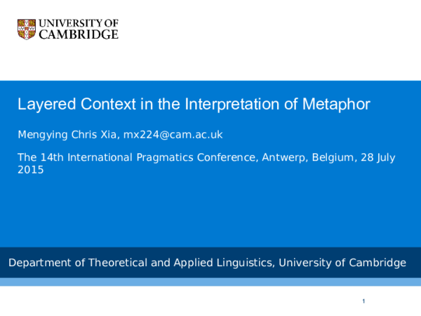 (PPT) Layered Context in the Interpretation of Metaphor