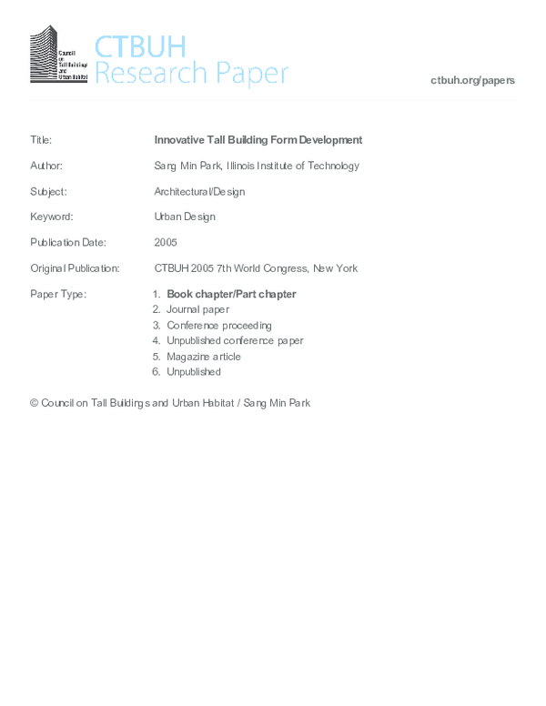 (PDF) Title: Innovative Tall Building Form Development