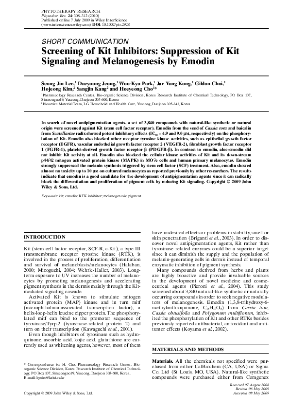 (PDF) Screening of Kit inhibitors: suppression of Kit signaling and ...