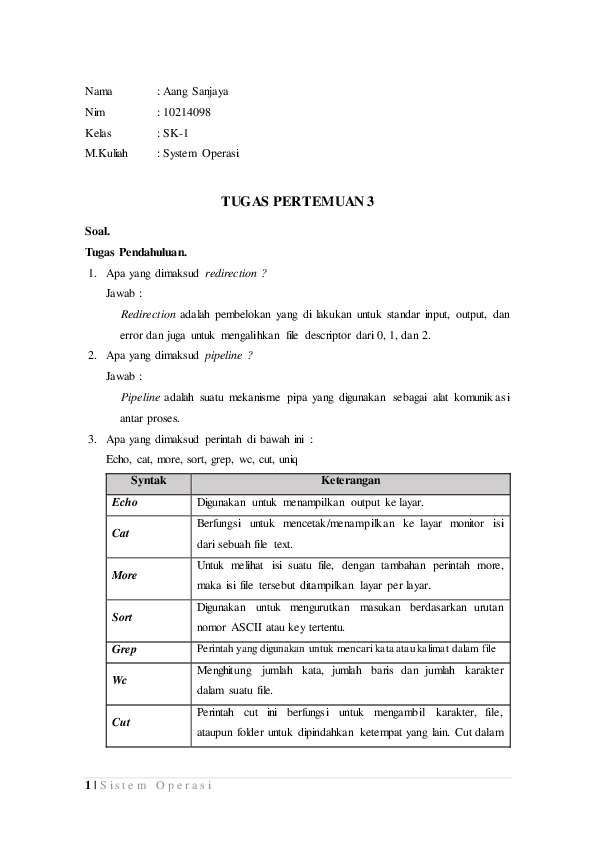 (PDF) Sistem Operasi Input Output (praktikum)