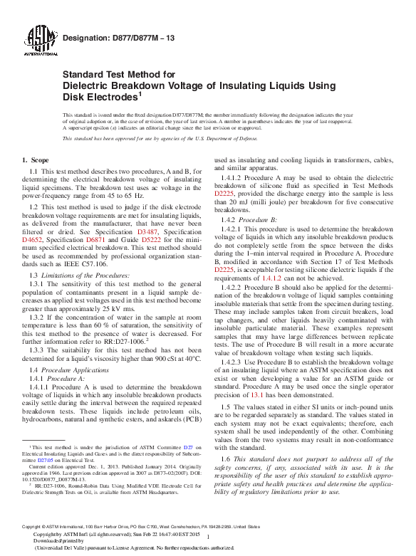 (PDF) Standard Test Method for Dielectric Breakdown Voltage of ...