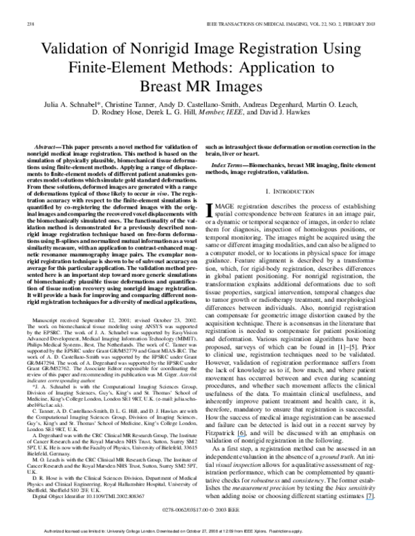 (PDF) Validation of nonrigid image registration using finite-element methods: application to ...