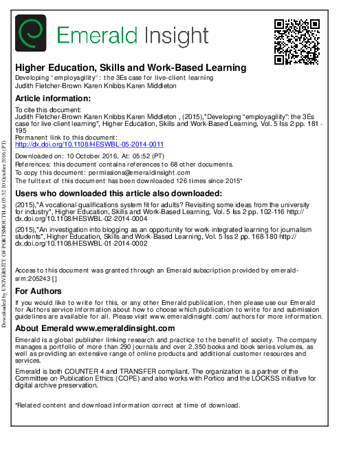 (PDF) Developing " employagility " : the 3Es case for live-client ...