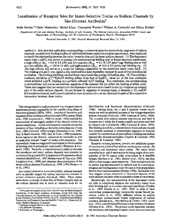 (PDF) Localization of receptor sites for insect-selective toxins on ...