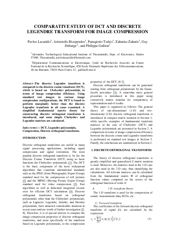transform based image compression
