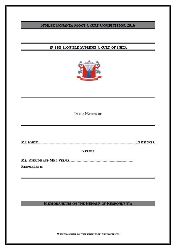 (DOC) Legal Memorials for Respondents