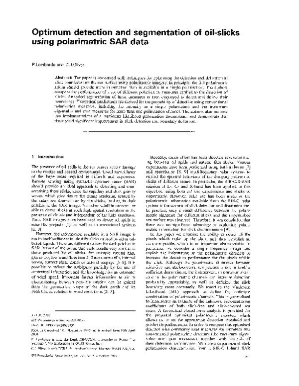 (PDF) Optimum detection and segmentation of oil-slicks using polarimetric SAR data
