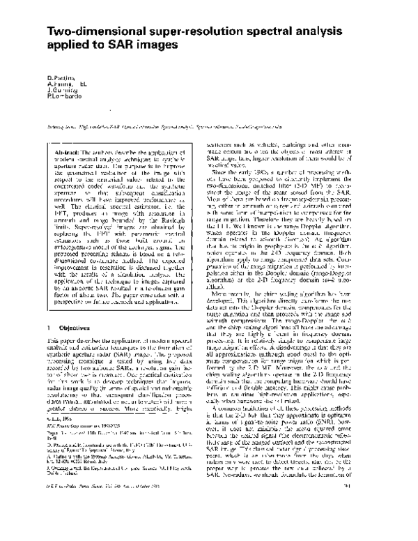 (PDF) Two-dimensional super-resolution spectral analysis applied to SAR ...