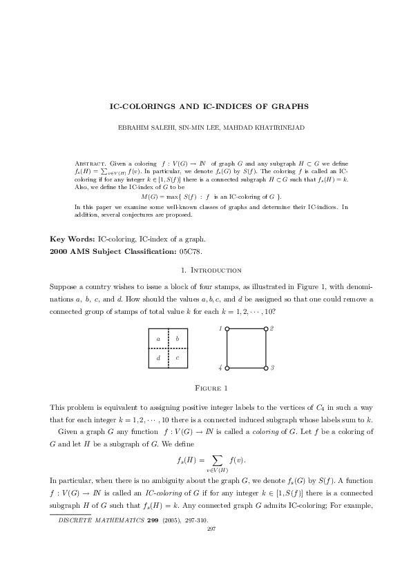 (PDF) IC-Colorings and IC-Indices of graphs