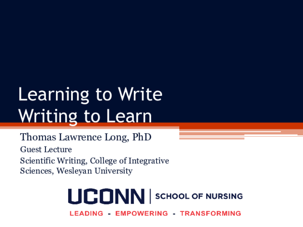 (PDF) Learning to Write Writing to Learn