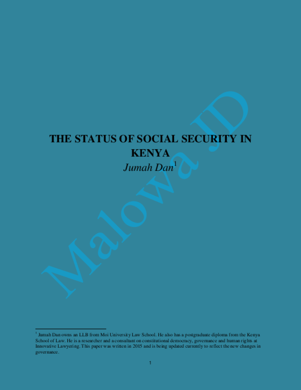 (PDF) THE STATUS OF SOCIAL SECURITY IN KENYA