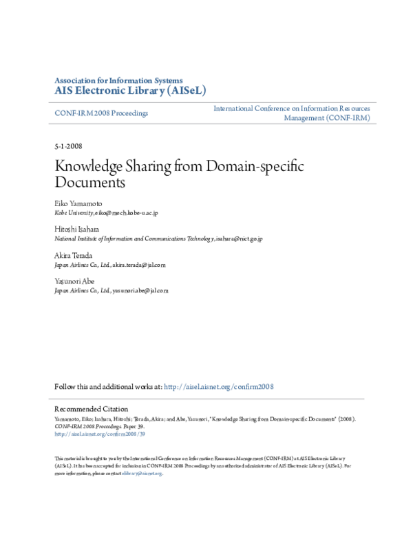 (PDF) Knowledge Sharing from Domain-specific Documents