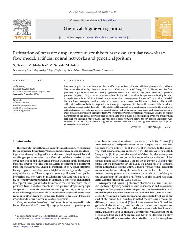 (PDF) Estimation of pressure drop in venturi scrubbers based on annular two-phase flow model ...