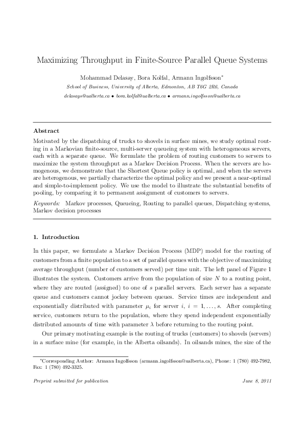 (PDF) Maximizing throughput in finite-source parallel queue systems