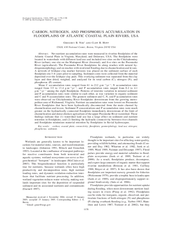 (PDF) Carbon, Nitrogen, and Phosphorus Accumulation in Floodplains of ...