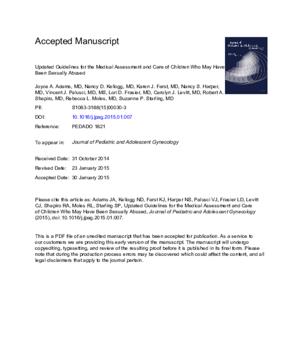 (PDF) Updated Guidelines for the Medical Assessment and Care of ...