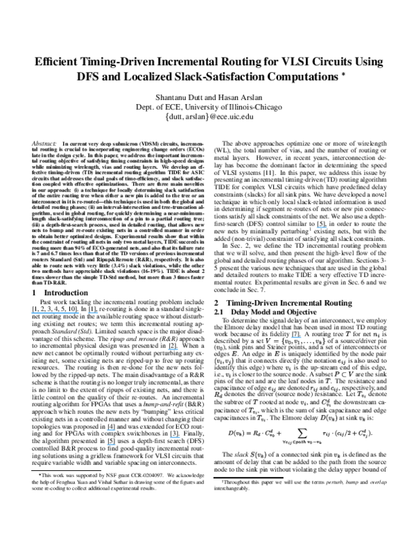Pdf Timing Driven Incremental Routing For Vlsi Circuits