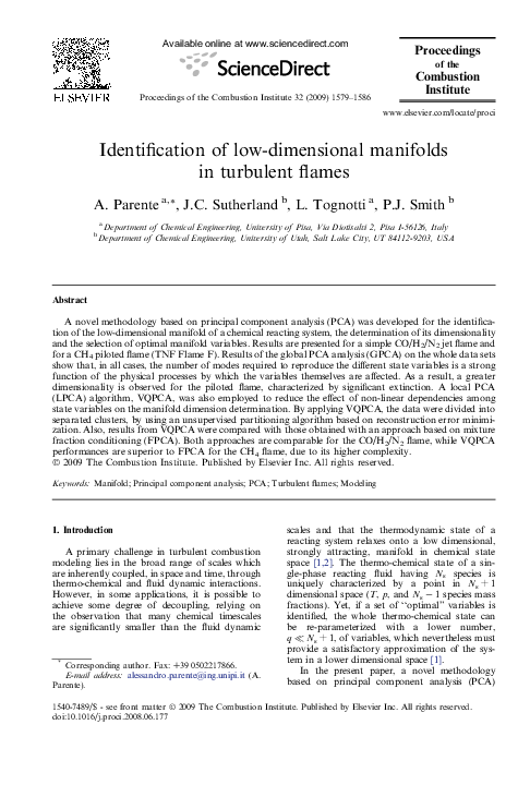 (PDF) Identification of low-dimensional manifolds in turbulent flames