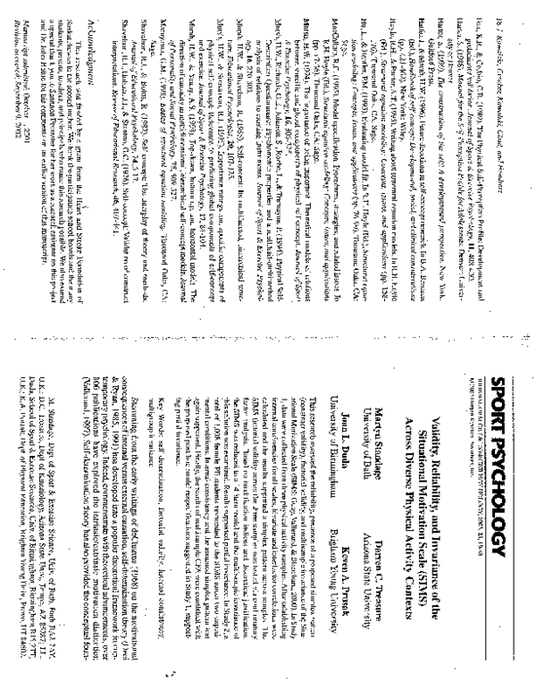(PDF) Validity and reliability of the Situational Motivation Scale ...