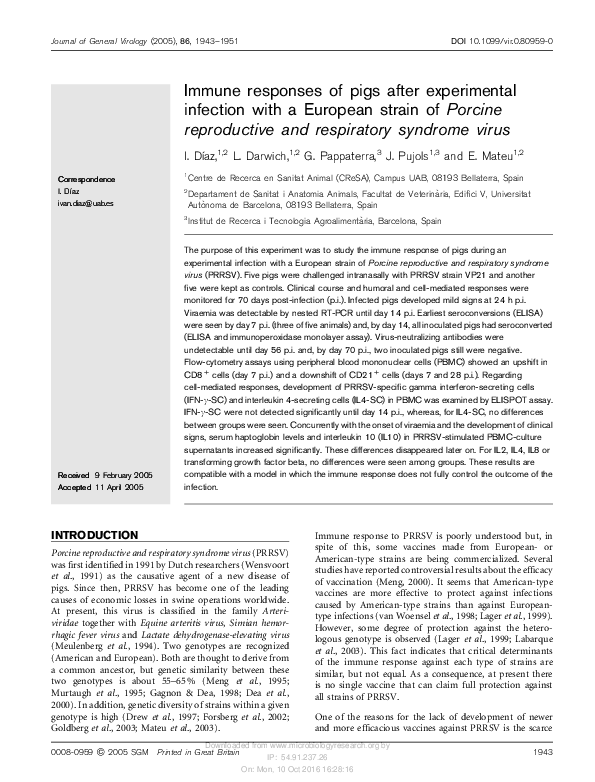 (PDF) Efficacy of type 2 porcine reproductive and respiratory syndrome ...