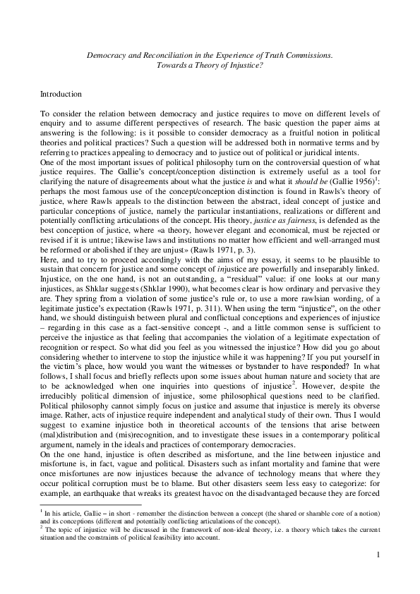 (PDF) Justice, Rights, and Reconciliation in the experience of the ...