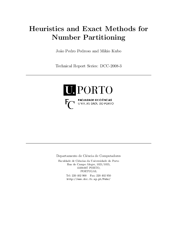 Pdf Heuristics And Exact Methods For Number Partitioning Mikio Kubo
