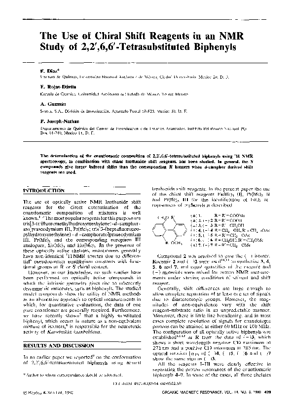 (PDF) The use of chiral shift reagents in an NMR study of 2,2′,6,6 ...
