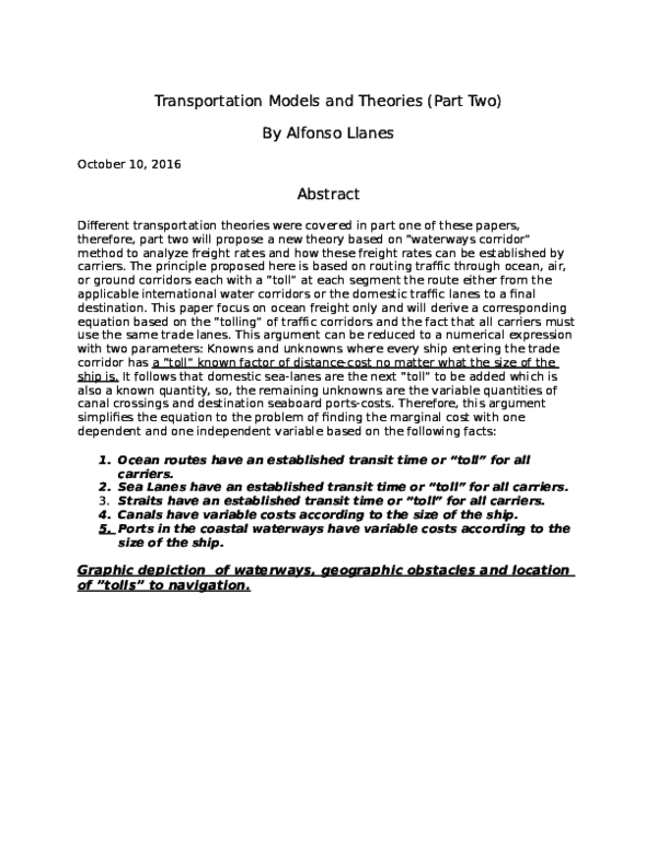 (DOC) Transportation Models and Theories (Part Two