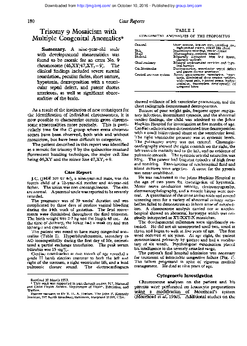 (PDF) Trisomy 9 Mosaicism with Multiple Congenital Anomalies