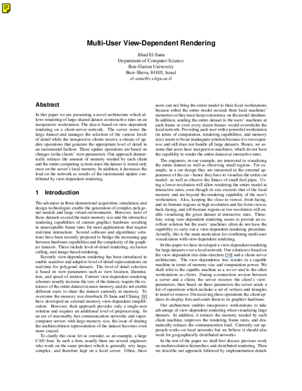 (PDF) Multi-user view-dependent rendering