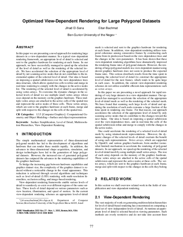 (PDF) Optimized view-dependent rendering for large polygonal datasets