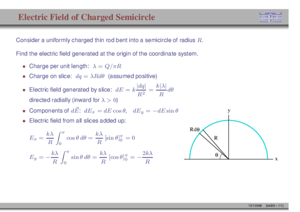 (PDF) Elec.field of charged semicircle