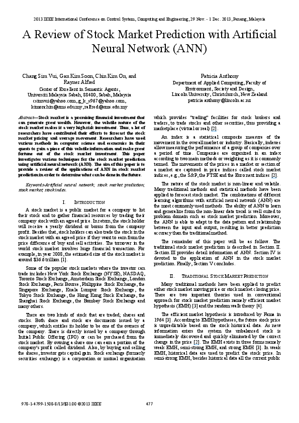 (PDF) A review of stock market prediction with Artificial neural ...