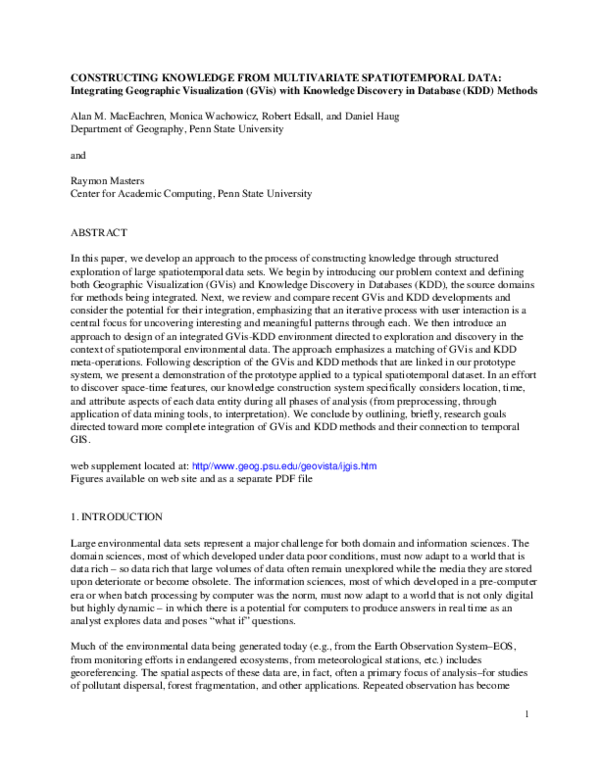 (PDF) Constructing knowledge from multivariate spatiotemporal data: integrating geographical ...