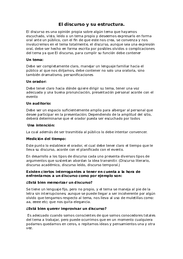 (DOC) El discurso y su estructura