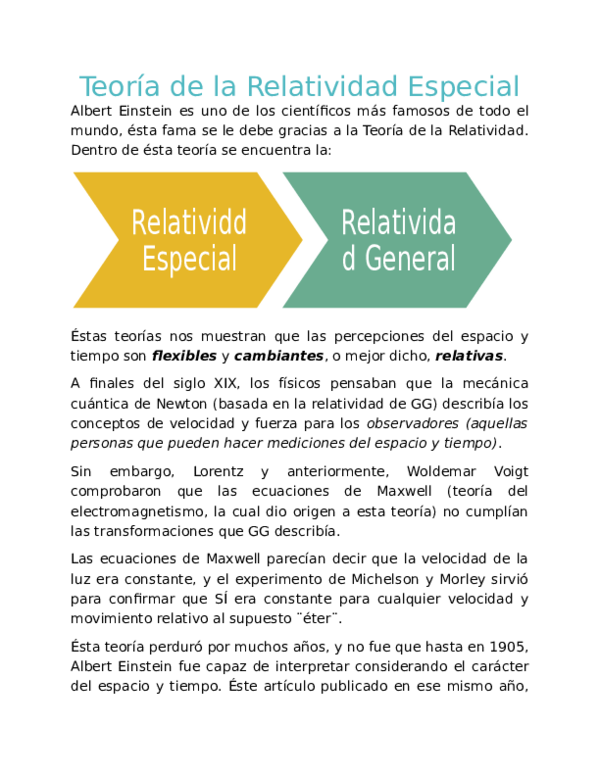 (DOC) Teoría de la Relatividad Especial