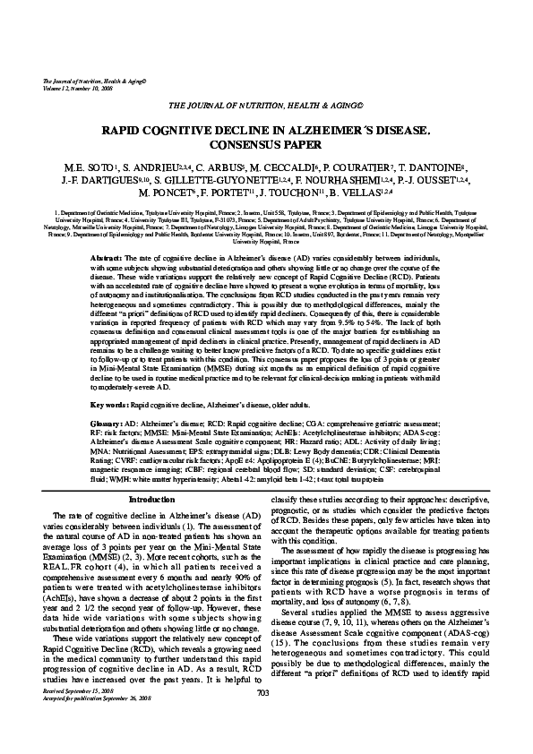(PDF) Rapid cognitive decline in Alzheimer’s disease. Consensus paper
