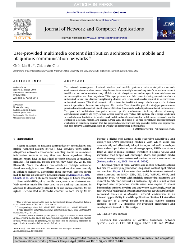(PDF) User-provided multimedia content distribution architecture in mobile and ubiquitous ...