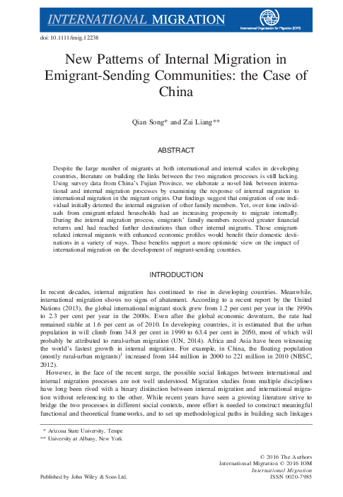 (PDF) New Patterns of Internal Migration in Emigrant-Sending ...