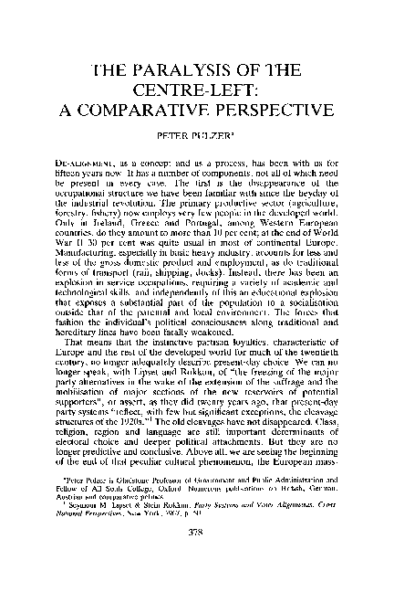 (PDF) The Paralysis of the Centre-Left: A Comparative Perspective ...