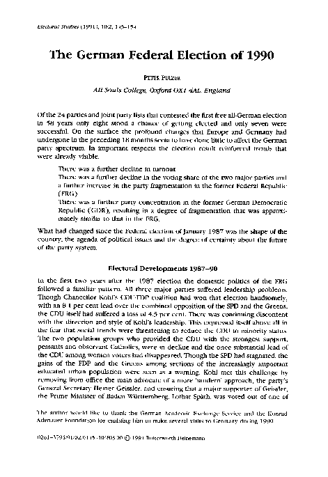 (PDF) The German federal election of 1990